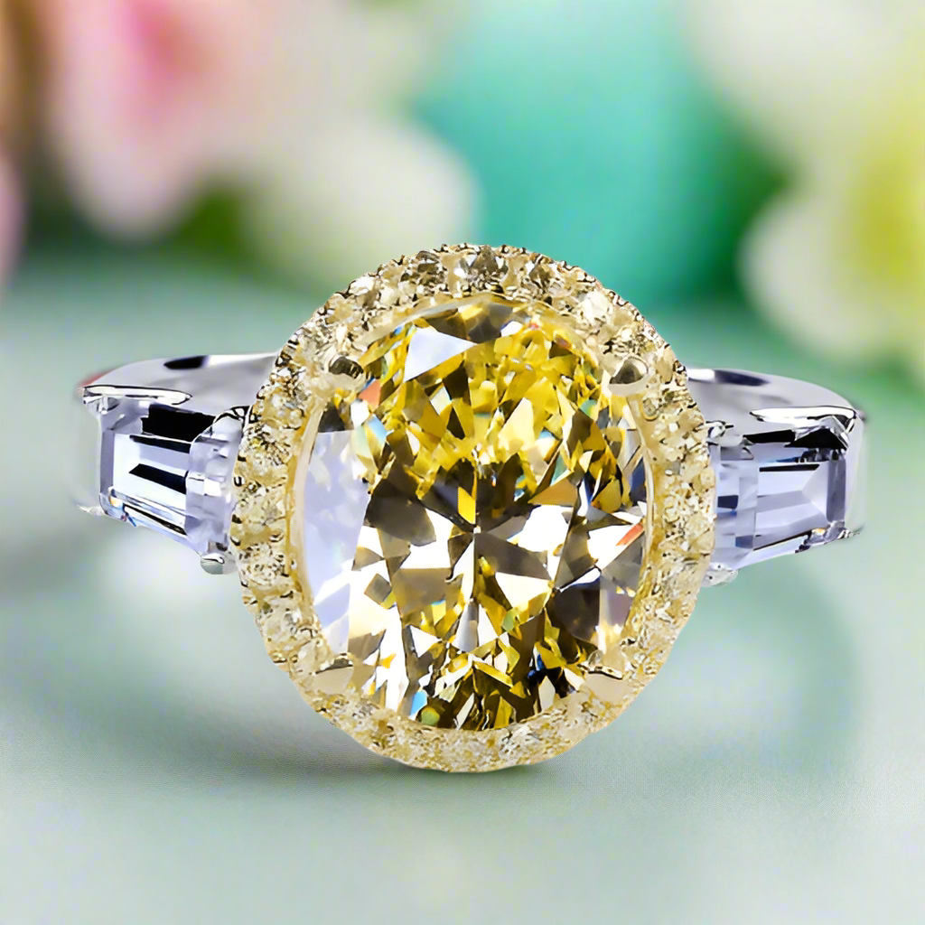 5.0 Ct Oval Cut Yellow Diamond Engagement Ring – Evani Jewelry