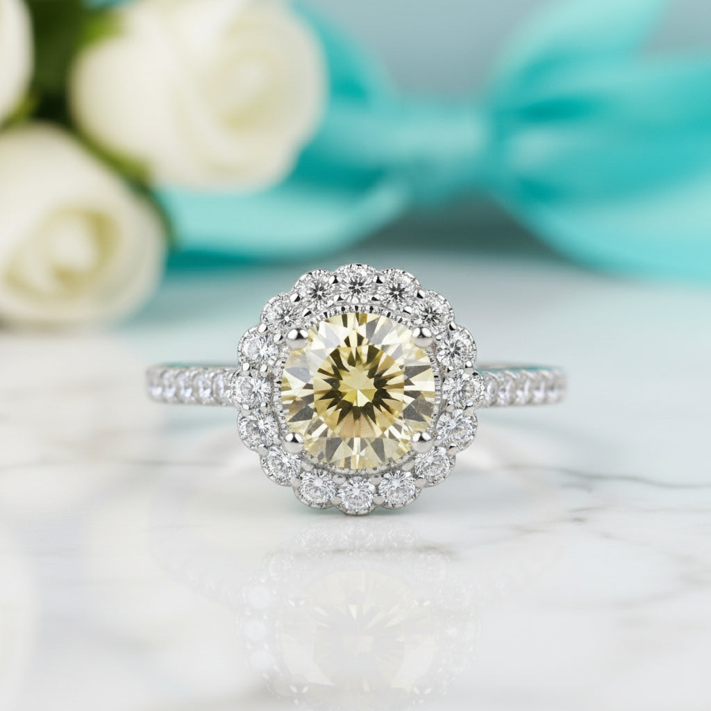 1.0 Ct Round Cut Adjustable Topaz and Citrine Engagement Ring – Evani ...