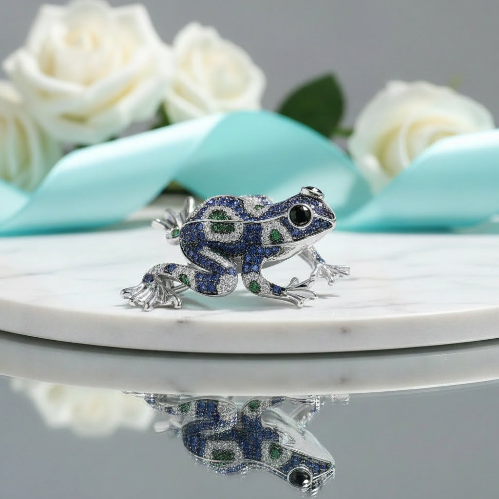 Sparkling Multi-Color Lovely Blue Sapphire Frog Brooch – Evani Jewelry