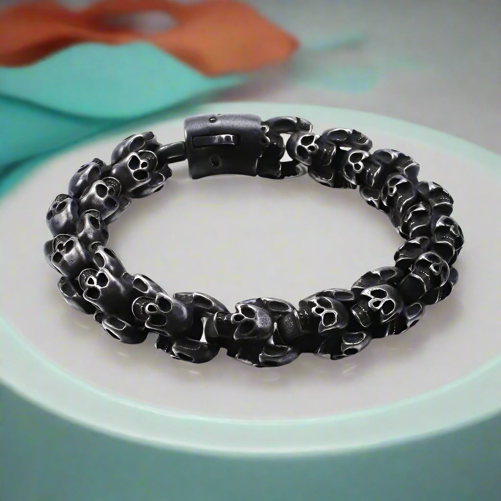 Vintage Skull Punk Skeleton Men's Bracelet – Evani Jewelry